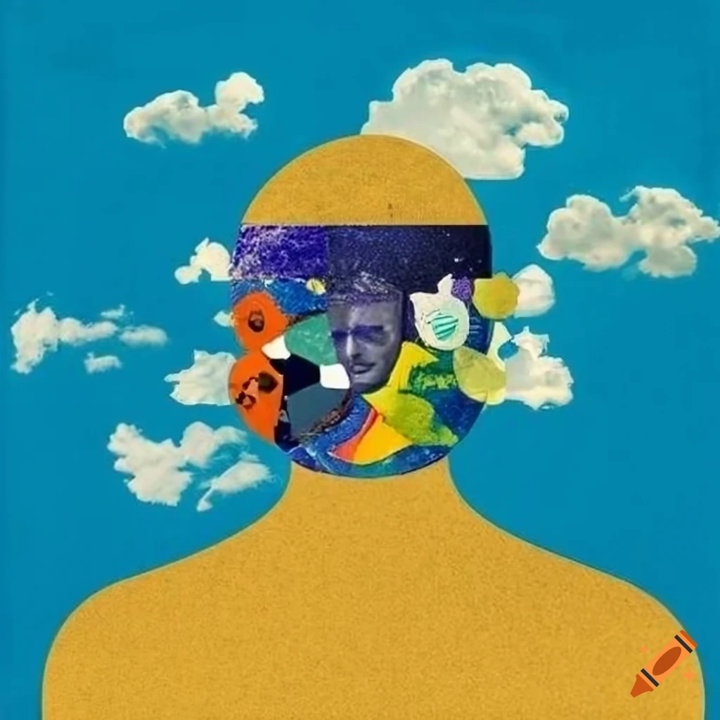 Man's eye in a collage with alien and clouds on Craiyon