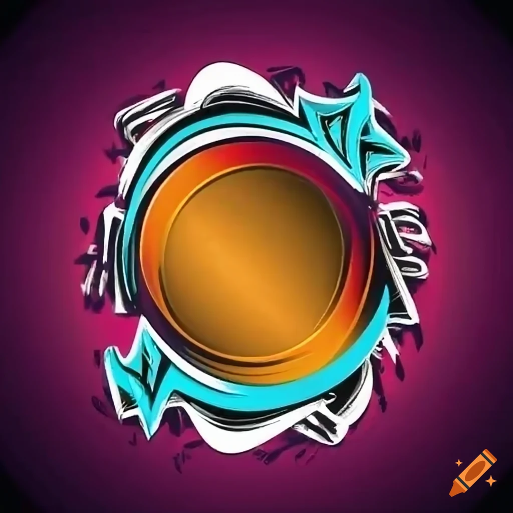 Colorful graffiti design around an empty game logo with hip hop style ...