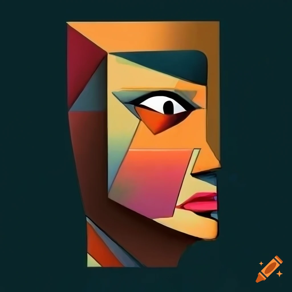 Abstract minimalist cubism portrait on Craiyon