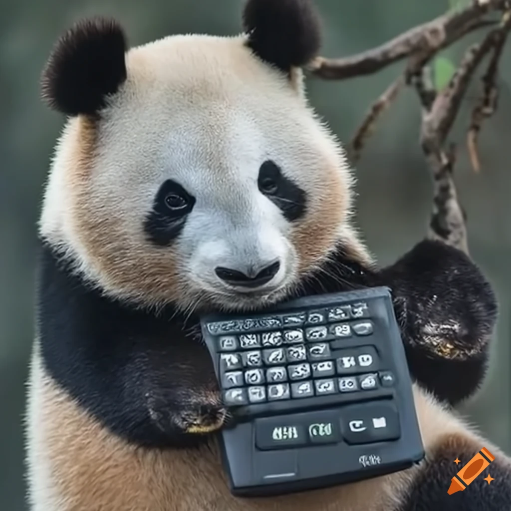 Panda with a calculator and numbers around its head on Craiyon