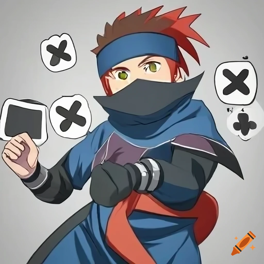 Cute red-haired lightning ninja holding an ace of spades in anime style ...