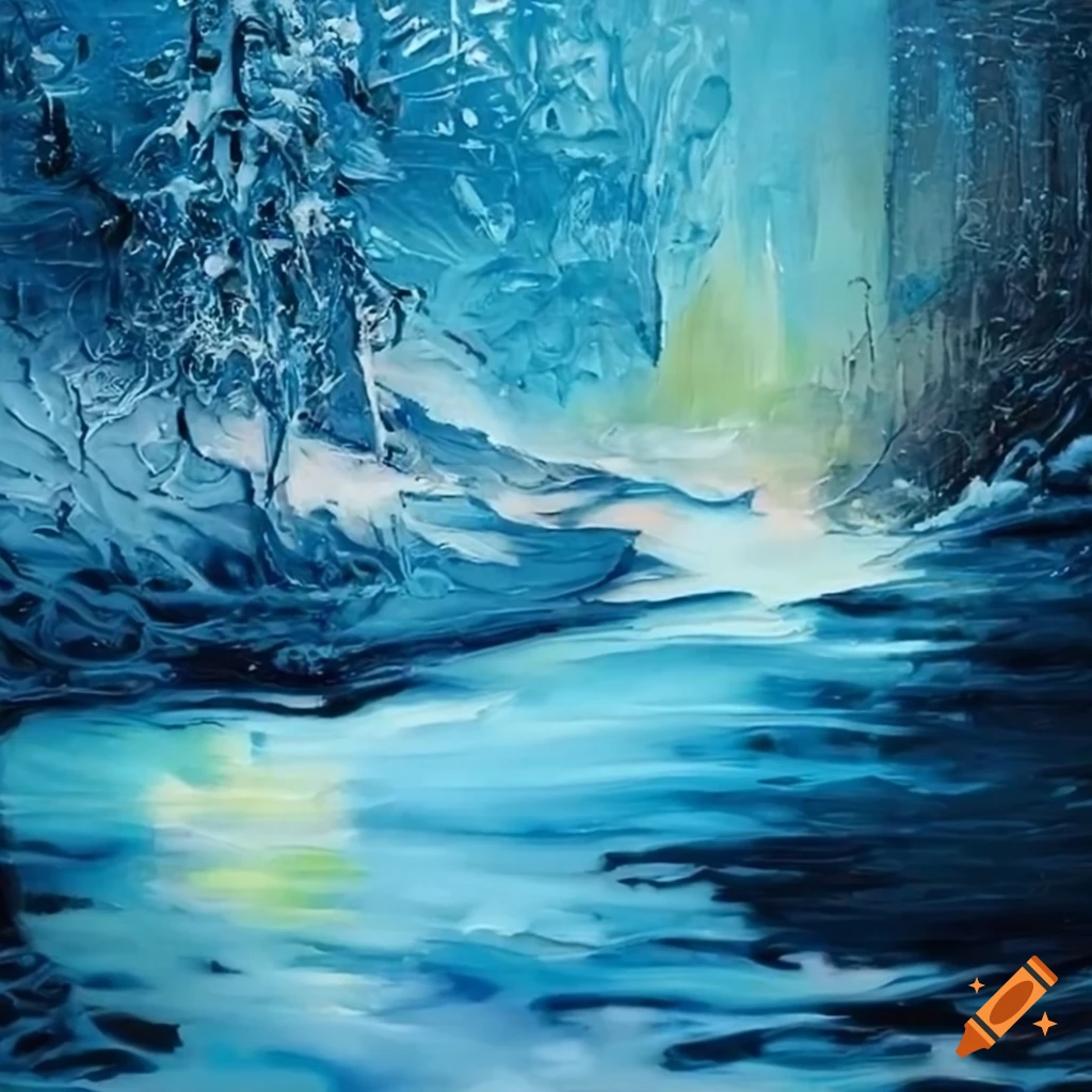 Abstract winter landscapes with distorted forms and opacity variations ...