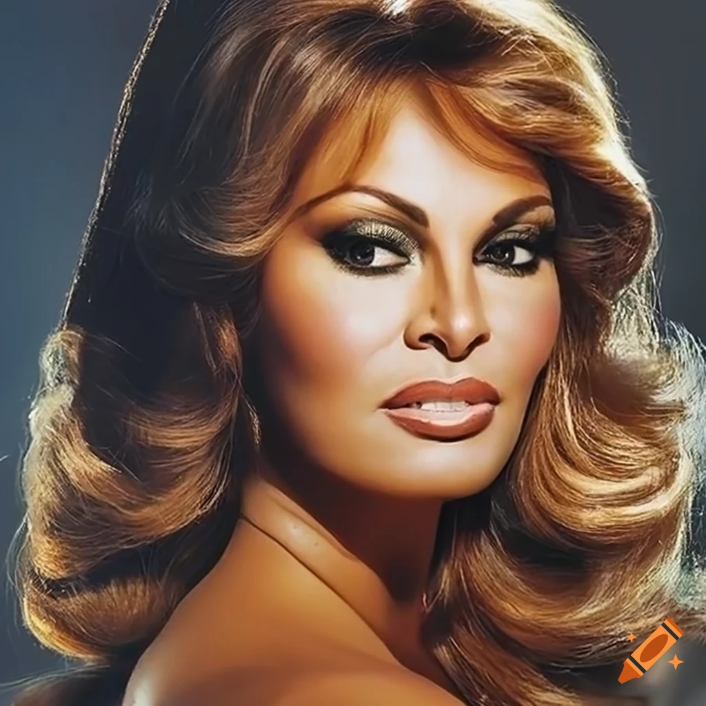 Focus on Raquel Welch's distinctive features in high resolution ...