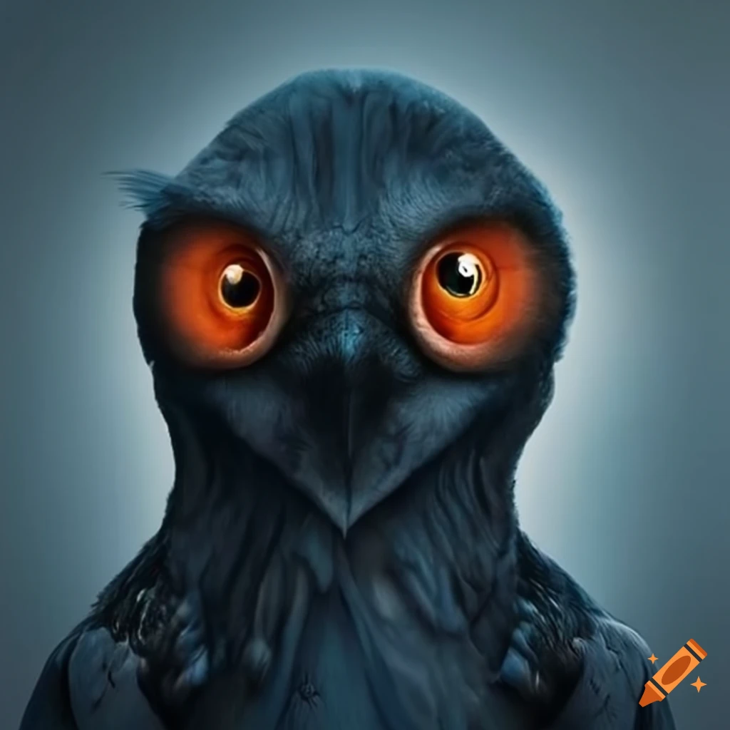 Portrait of a bird-like extraterrestrial creature in clothes on Craiyon