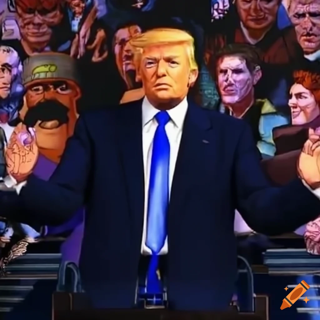 Donald trump as a character in game street fighter 2 on Craiyon
