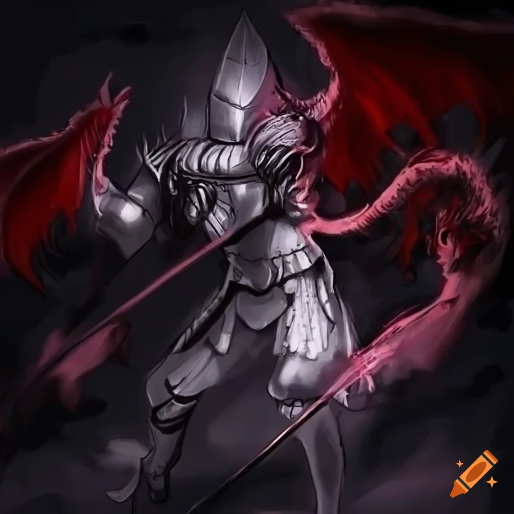 Knight battling a devil on Craiyon