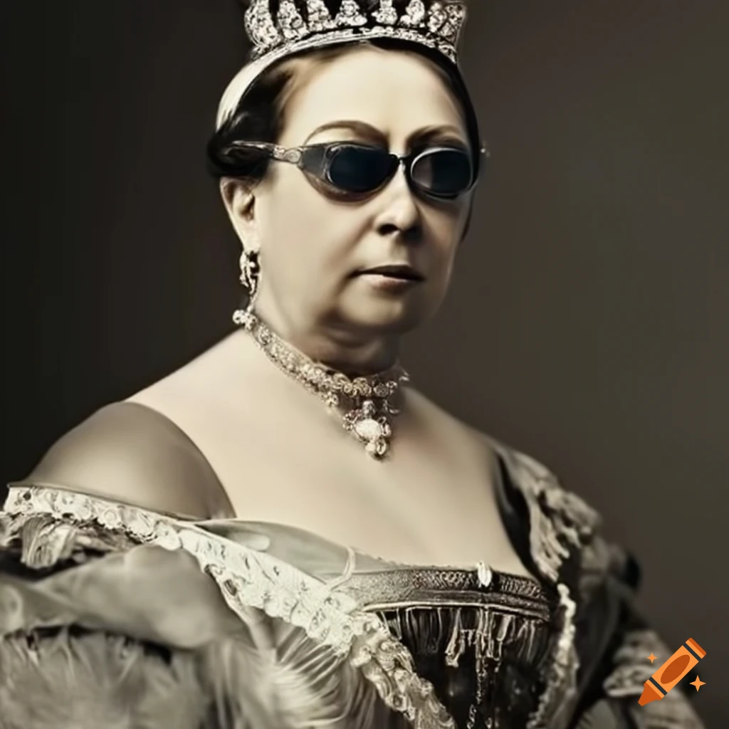 Historical portrait of queen victoria with sunglasses and crown on Craiyon