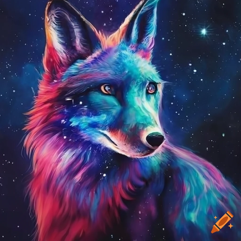 Vibrant and mystical fox-themed galaxy art on Craiyon