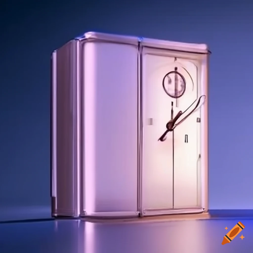 Refrigerator freezer with clock design on Craiyon