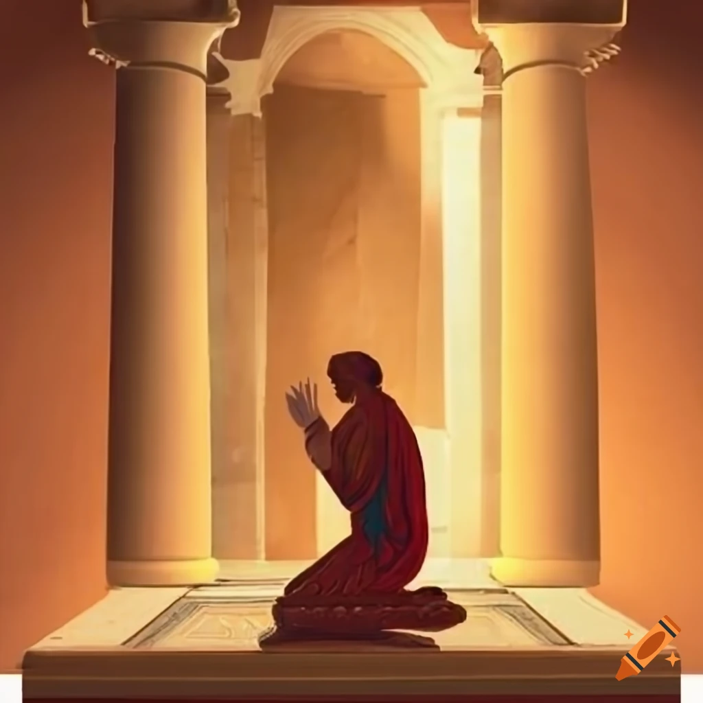 Ancient greeks praying at a temple on Craiyon