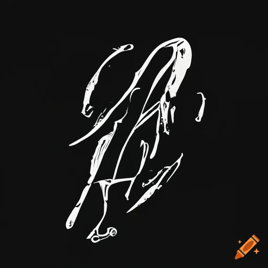 Graffiti outline text in black and white on Craiyon