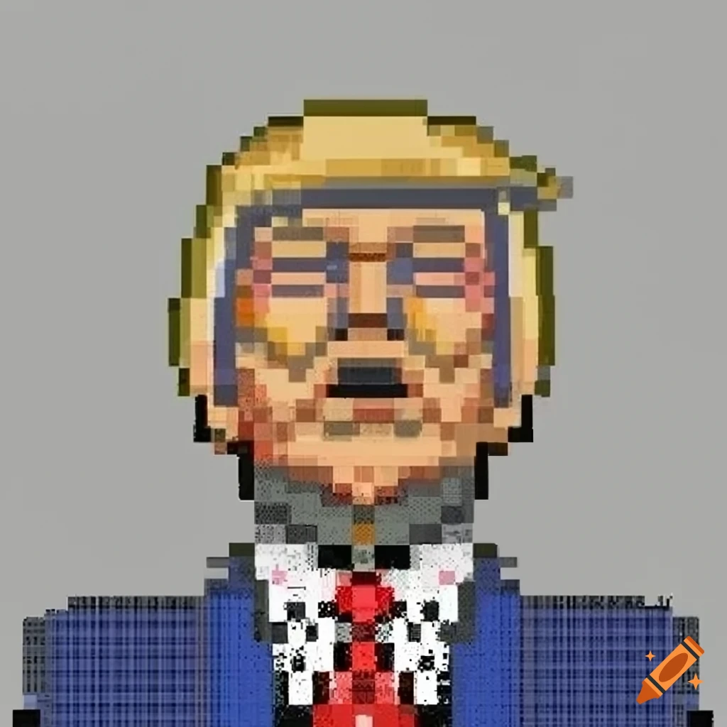 Pixel art portrait of a political figure on Craiyon