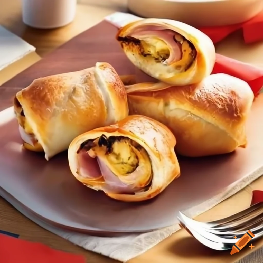 Pizza rolls filled with ham on Craiyon