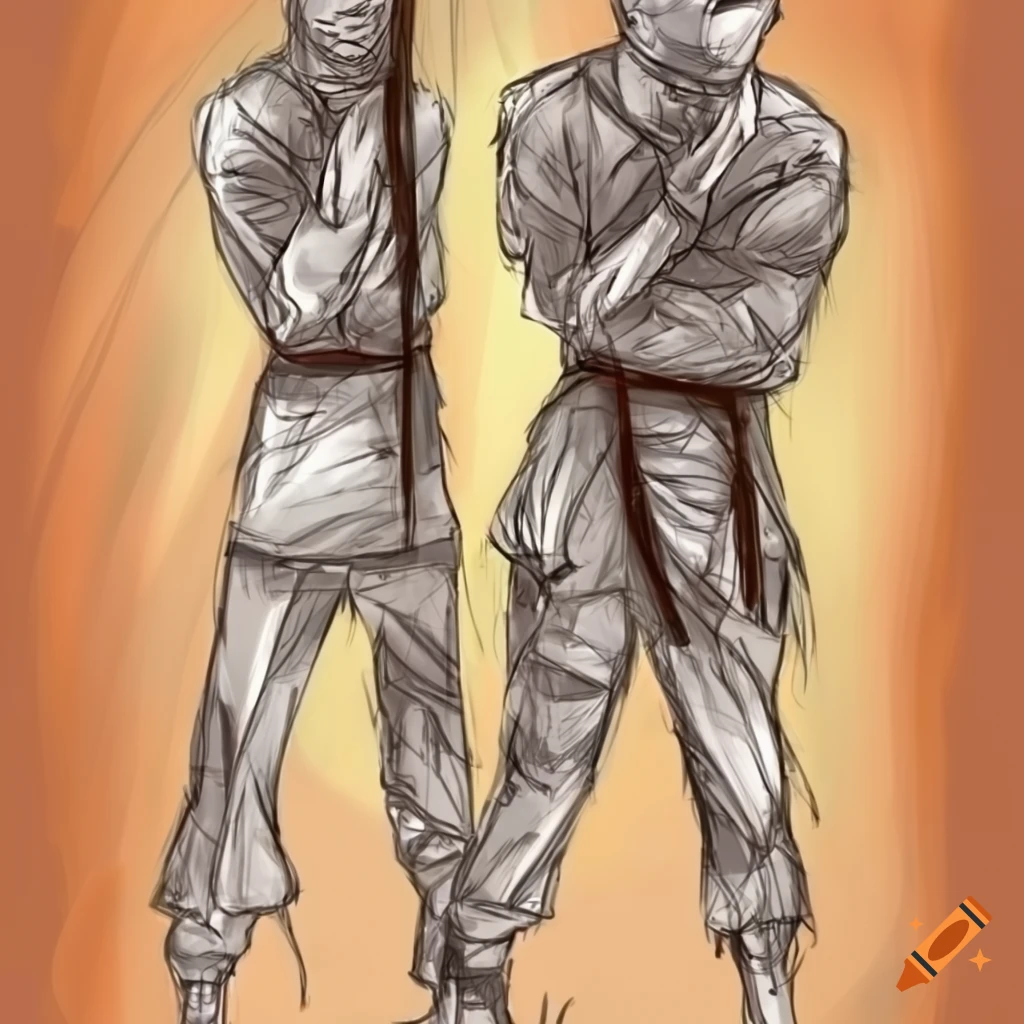 Friendly ninjas in a comic-style close-up on Craiyon