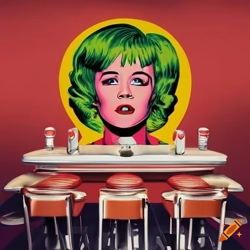 1960's pop art in a Mars diner on Craiyon