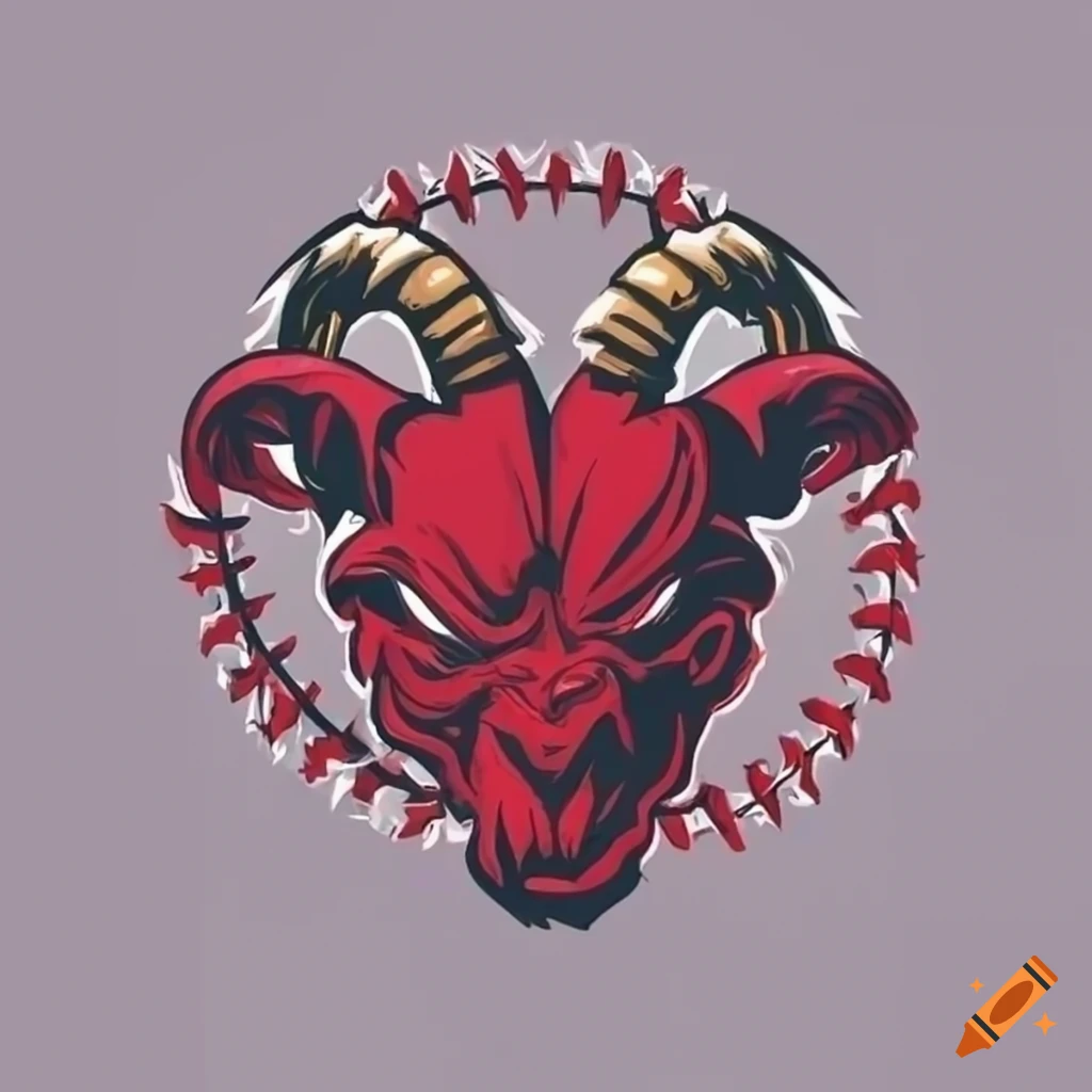 Angry red goat baseball logo on Craiyon