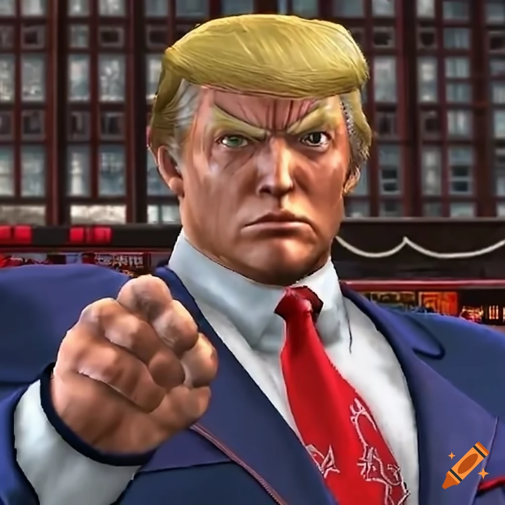 Donald trump character in tekken 2 game on Craiyon
