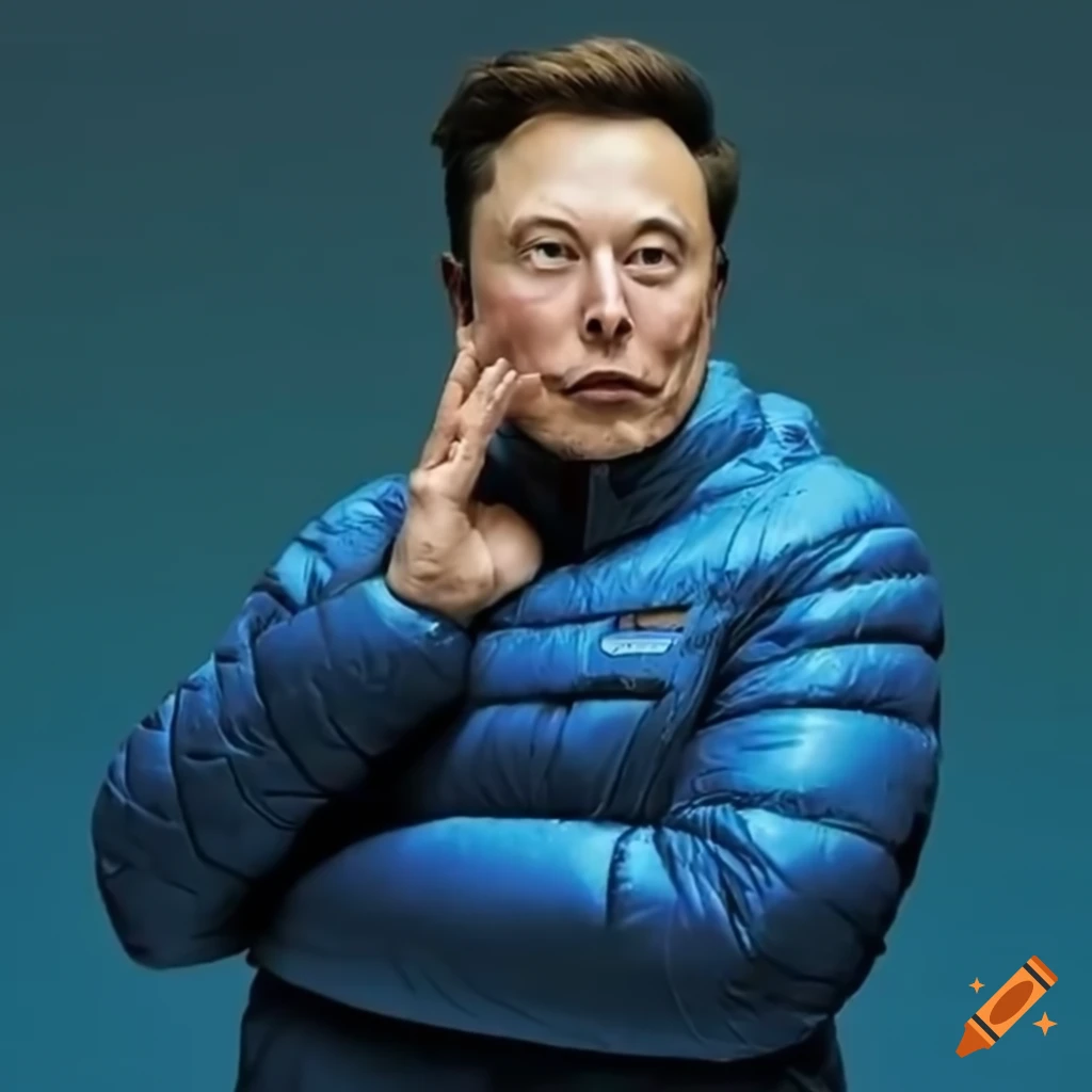 Elon musk in a blue patagonia jacket on Craiyon