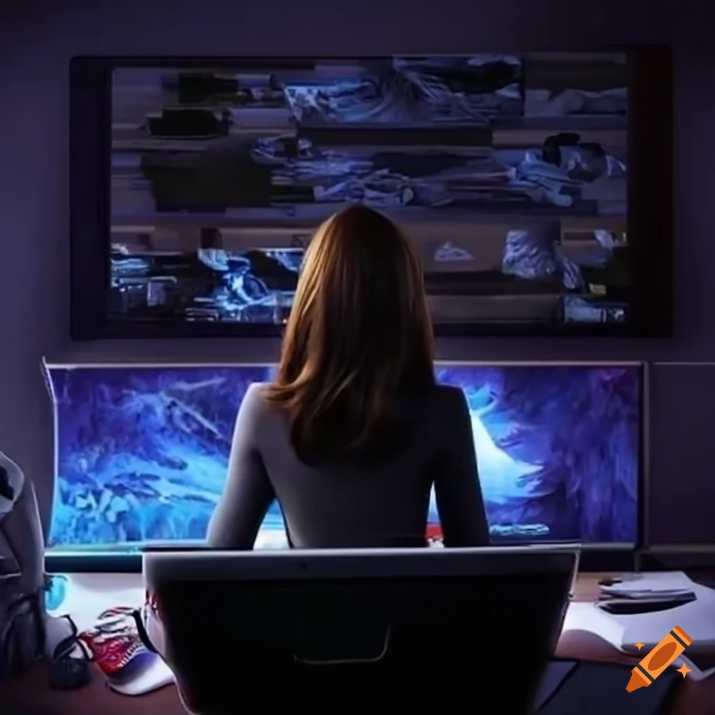 Princess Kate at a messy desk with a computer playing a video game on ...