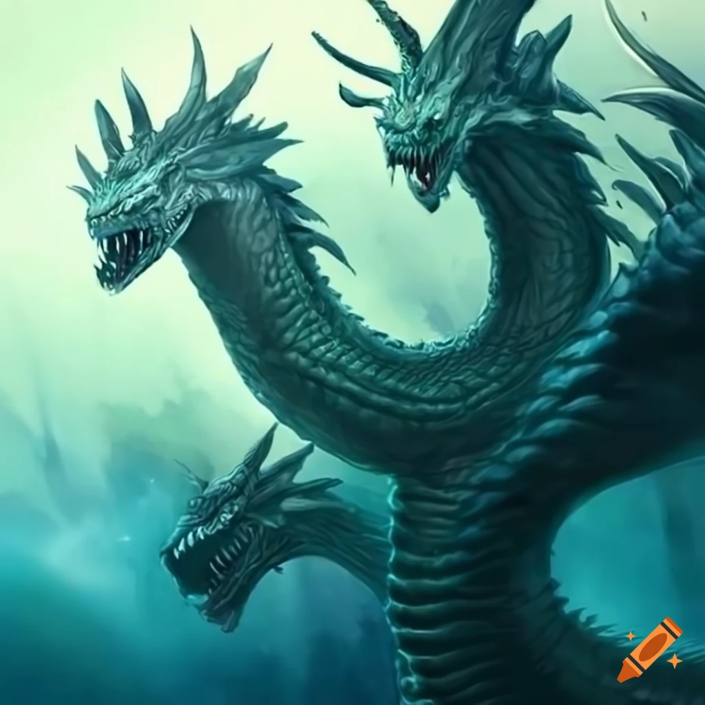 Legendary many-headed hydra on Craiyon