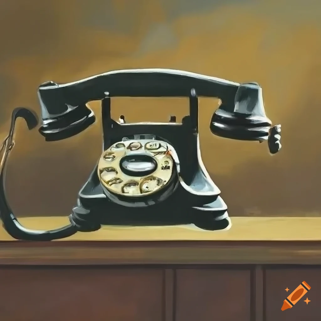 Classic painting of a traditional office with a landline phone on Craiyon