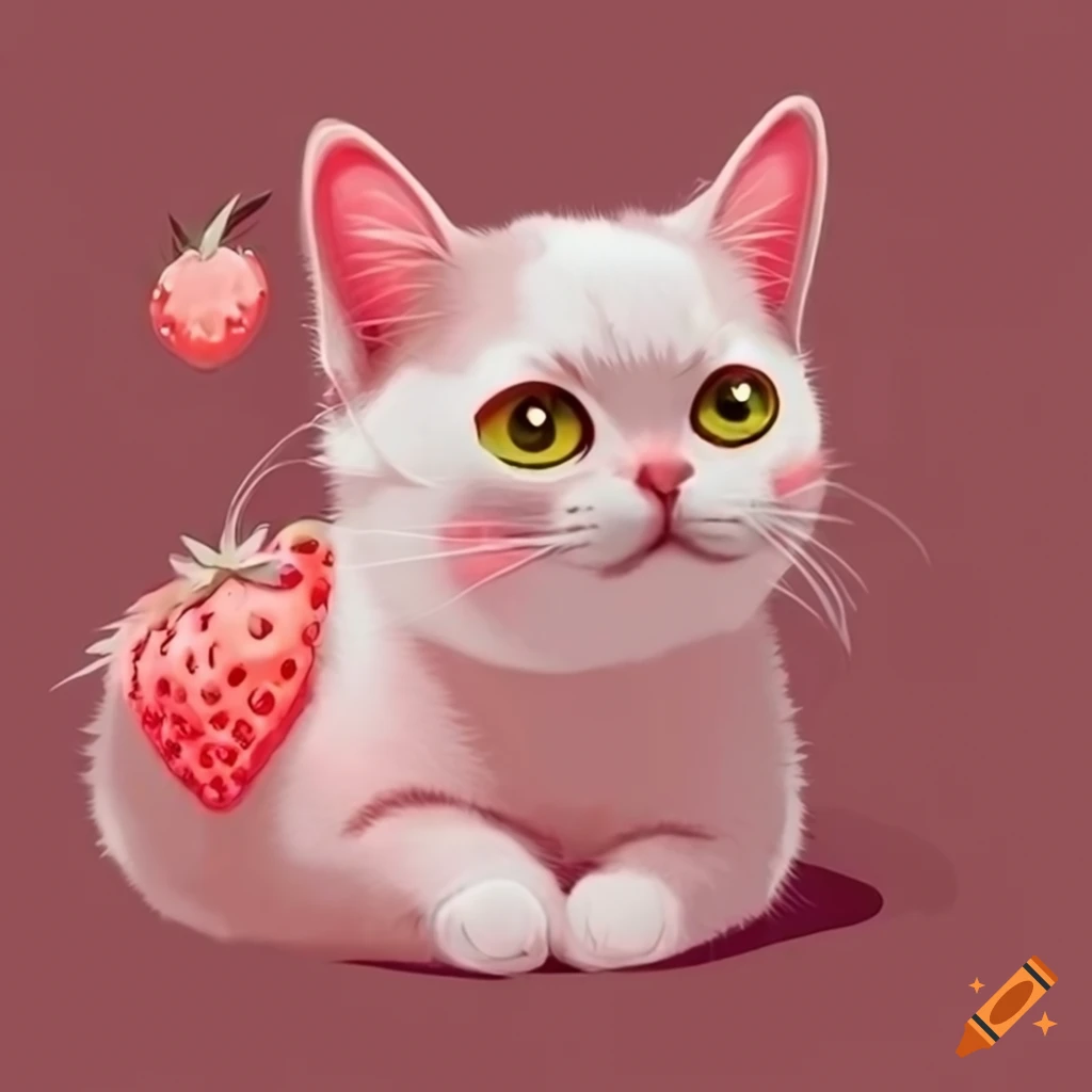 Cute strawberry cat on Craiyon