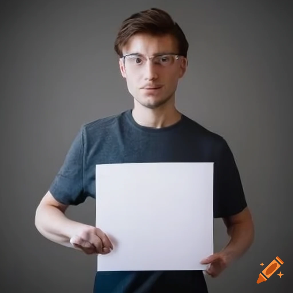 Man holding a blank white paper on Craiyon