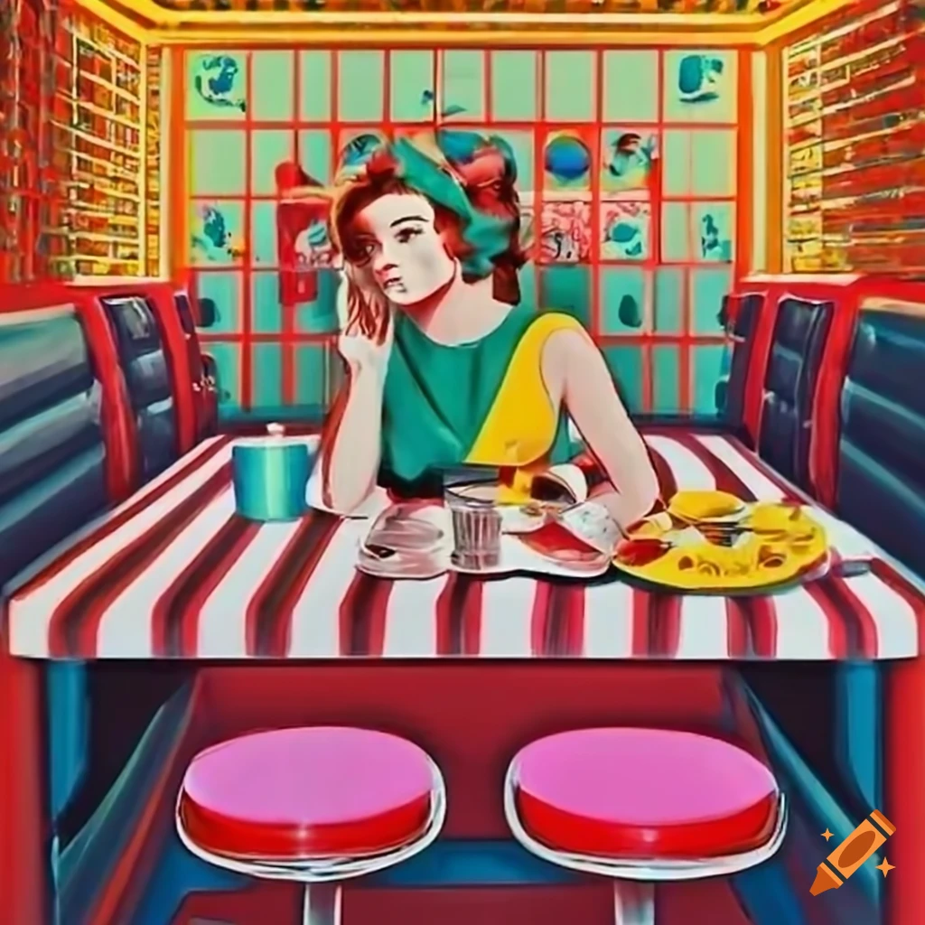 1960s pop art in a diner on Craiyon