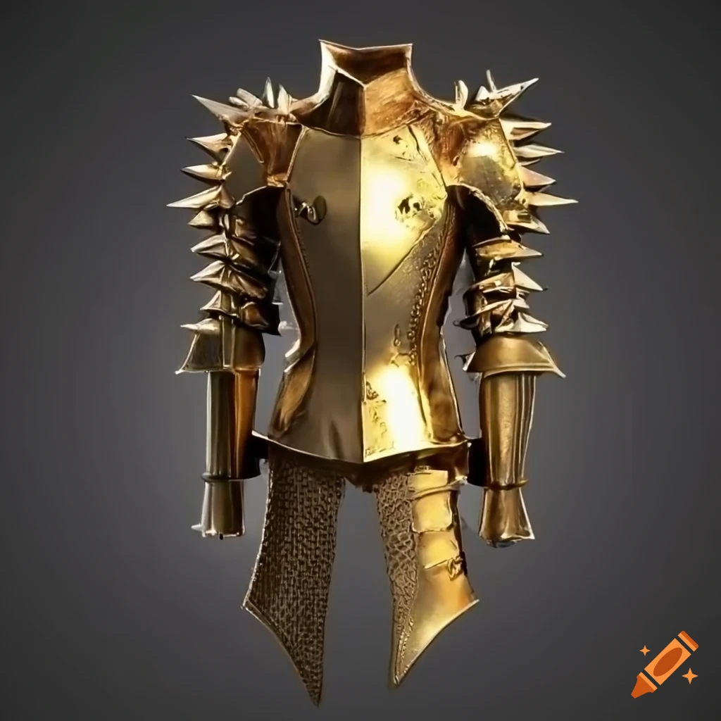 Spiked golden armor with cleated boots on Craiyon