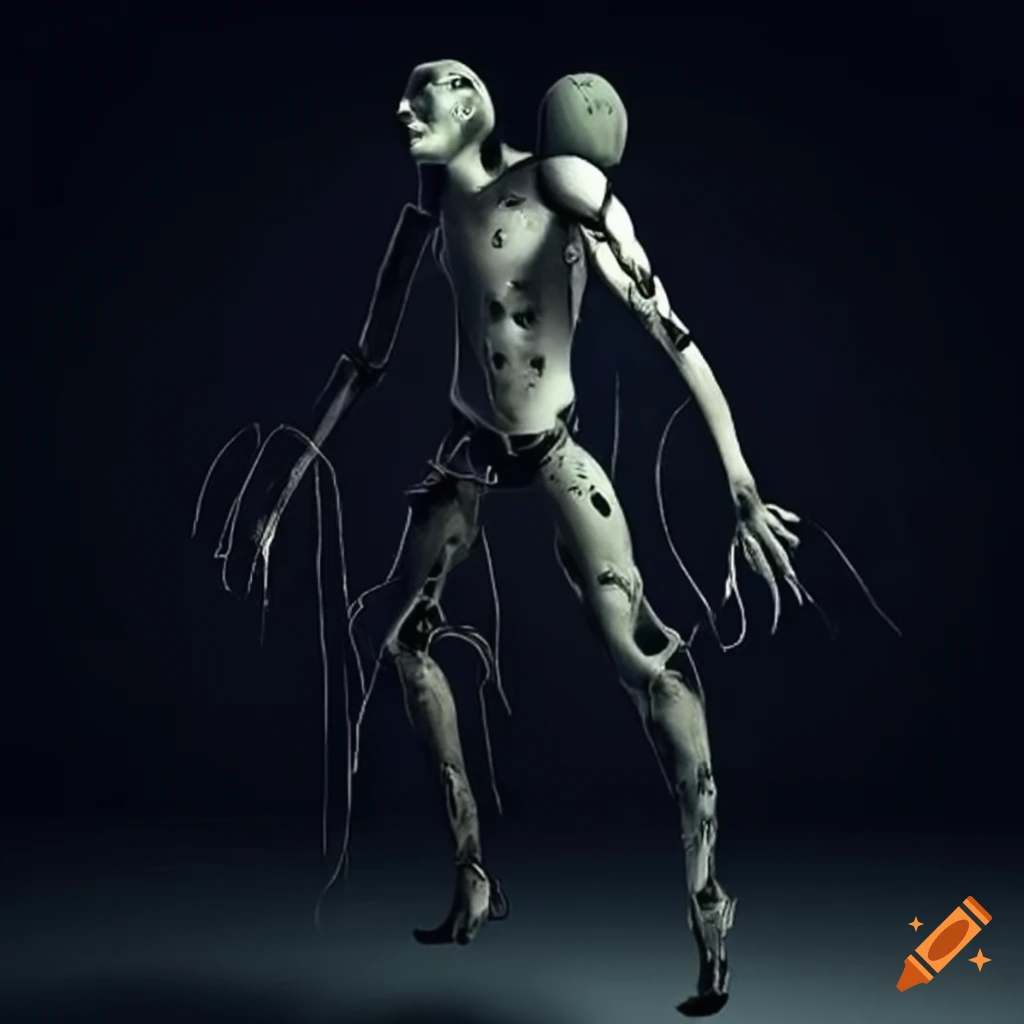 Human with scrap legs on Craiyon