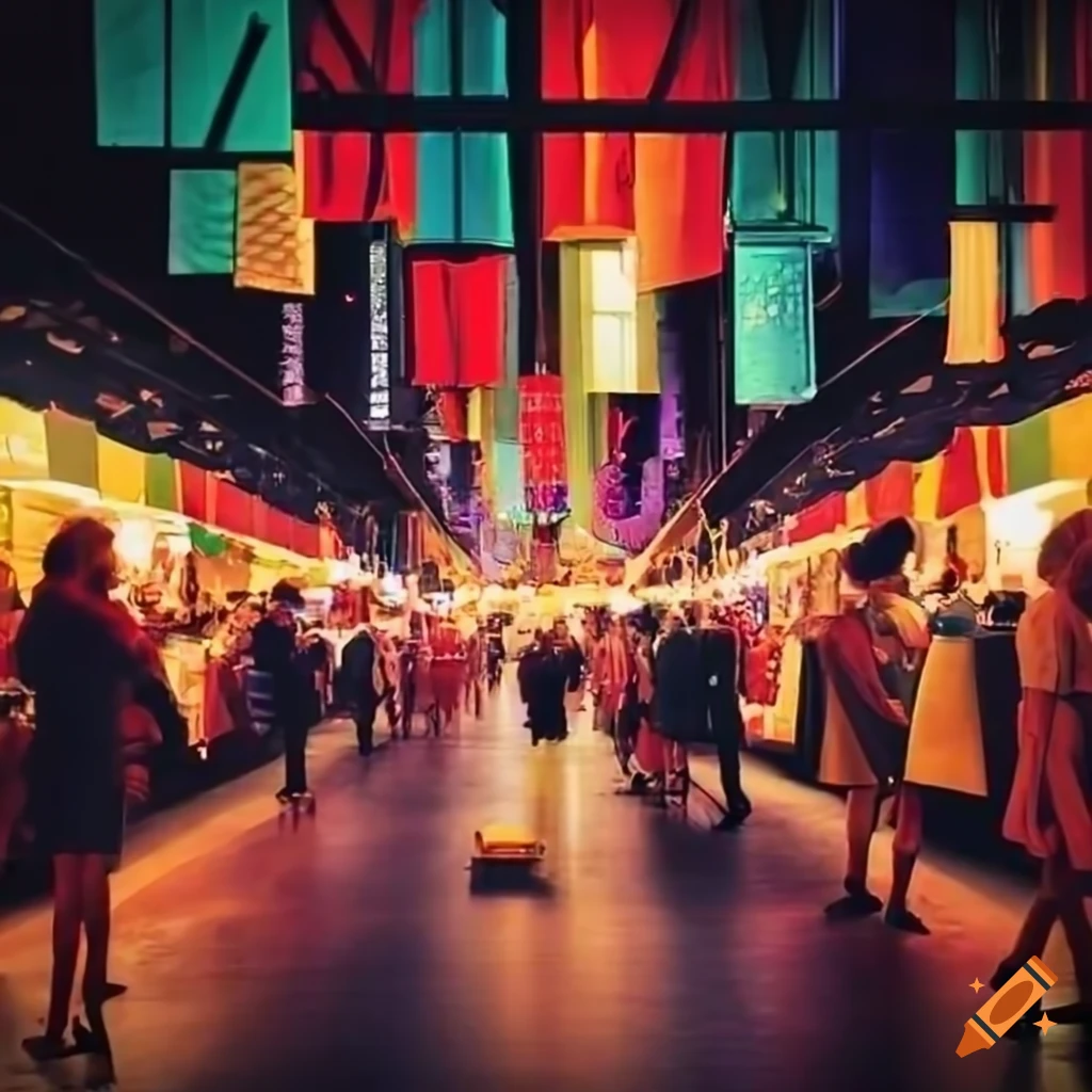 Indoor night market scene on Craiyon