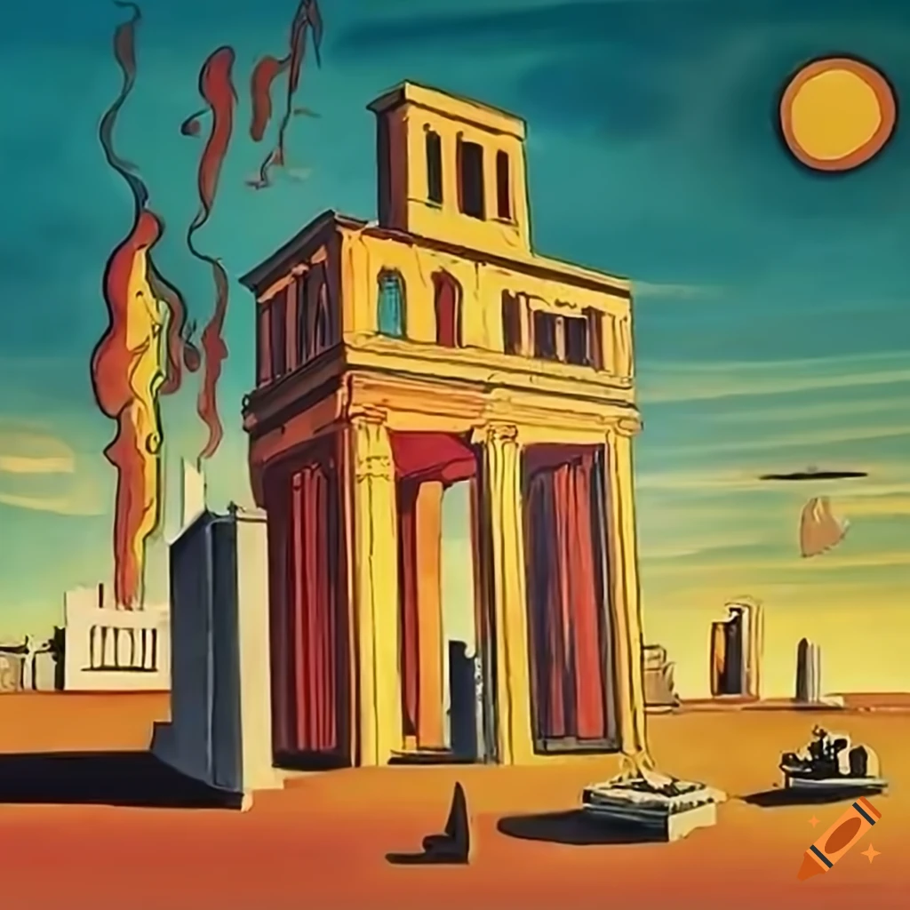 Burning statue in ancient greece in the style of giorgio de chirico on ...
