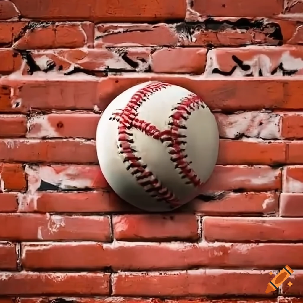 Red brick wall with baseball graffiti on Craiyon