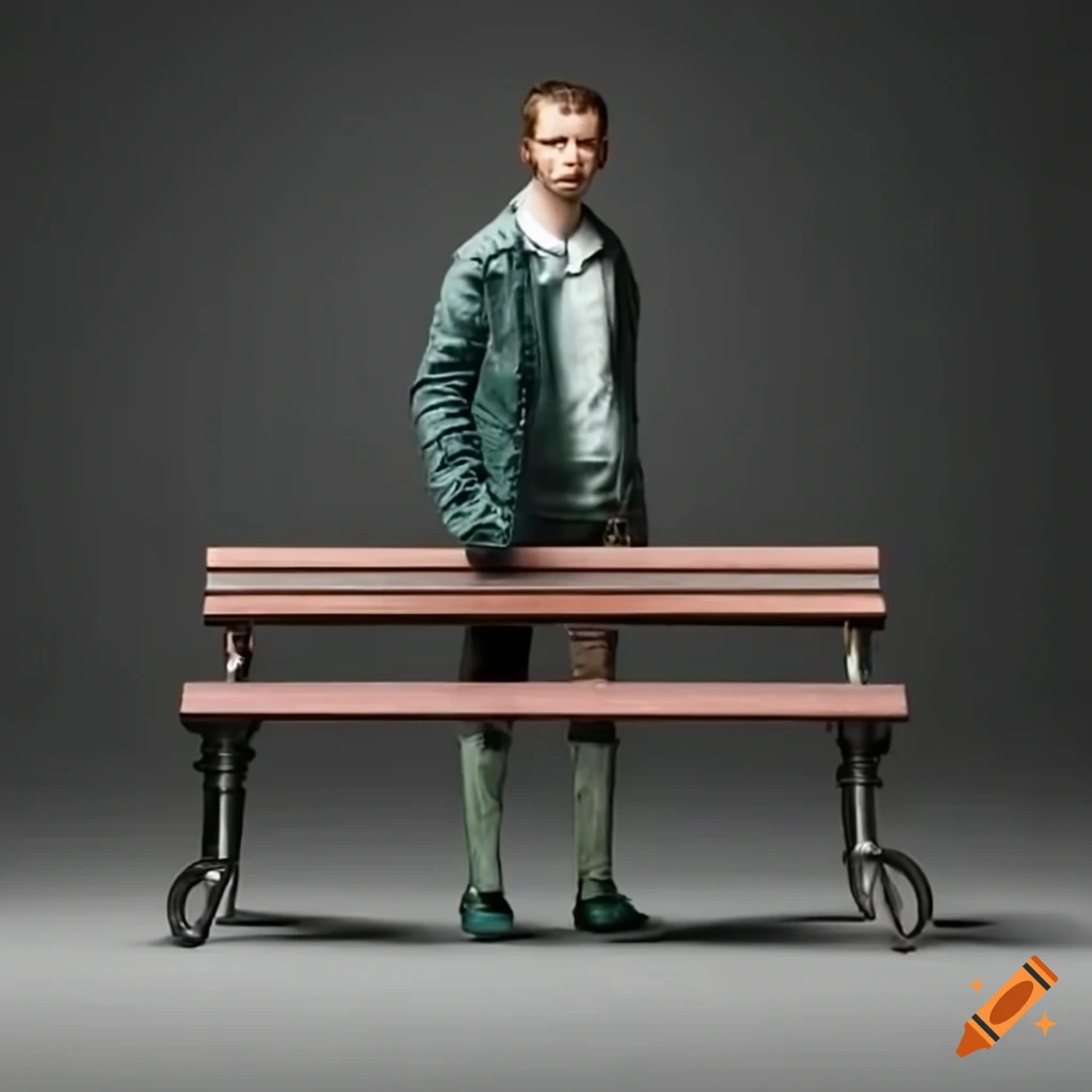 Man standing next to park bench on Craiyon