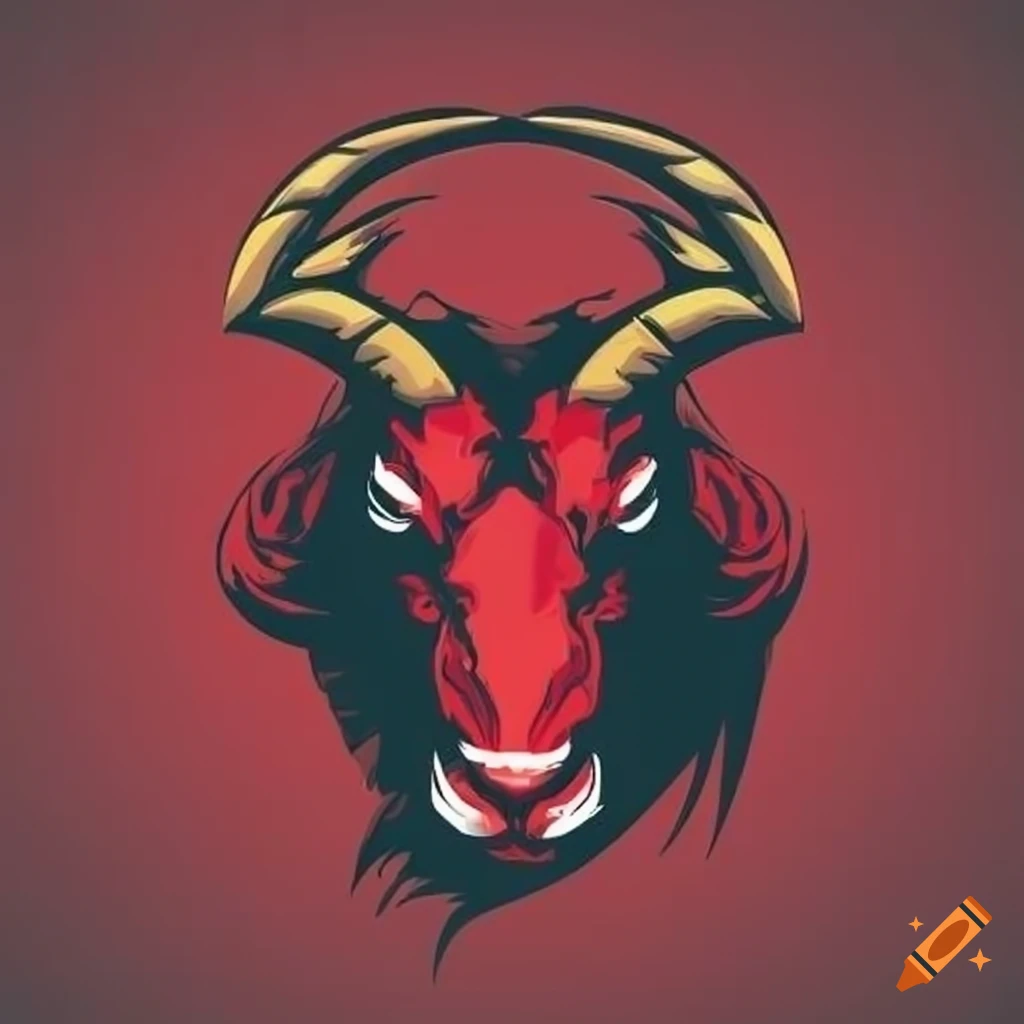 Angry red goat logo on Craiyon