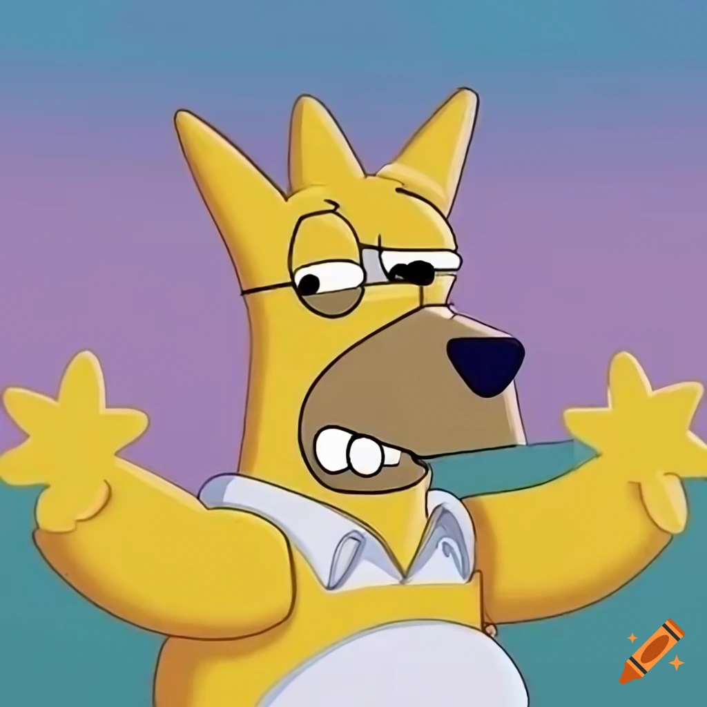 Homer Simpson and Bandit from Bluey on Craiyon