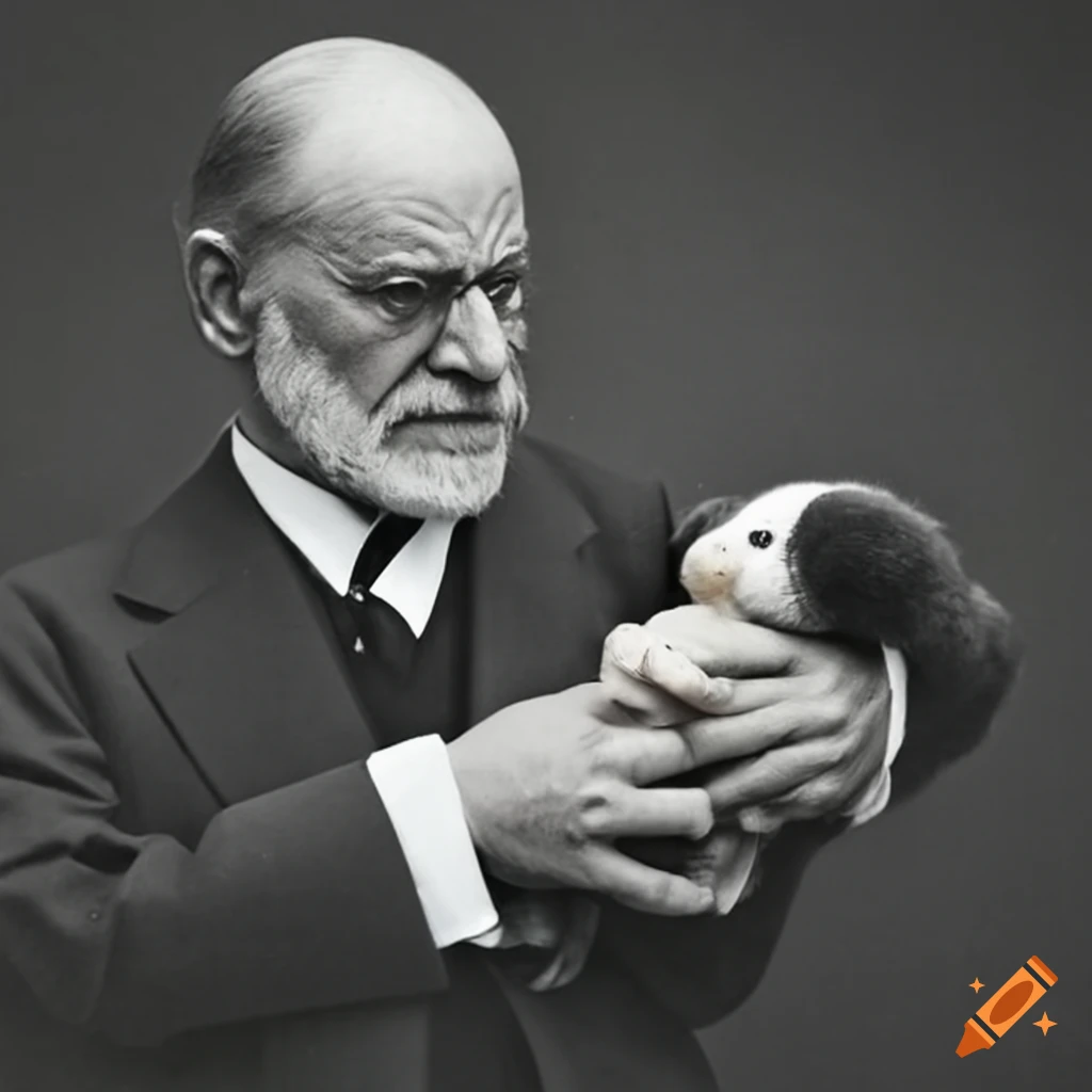 Sigmund freud with a stuffed animal on Craiyon