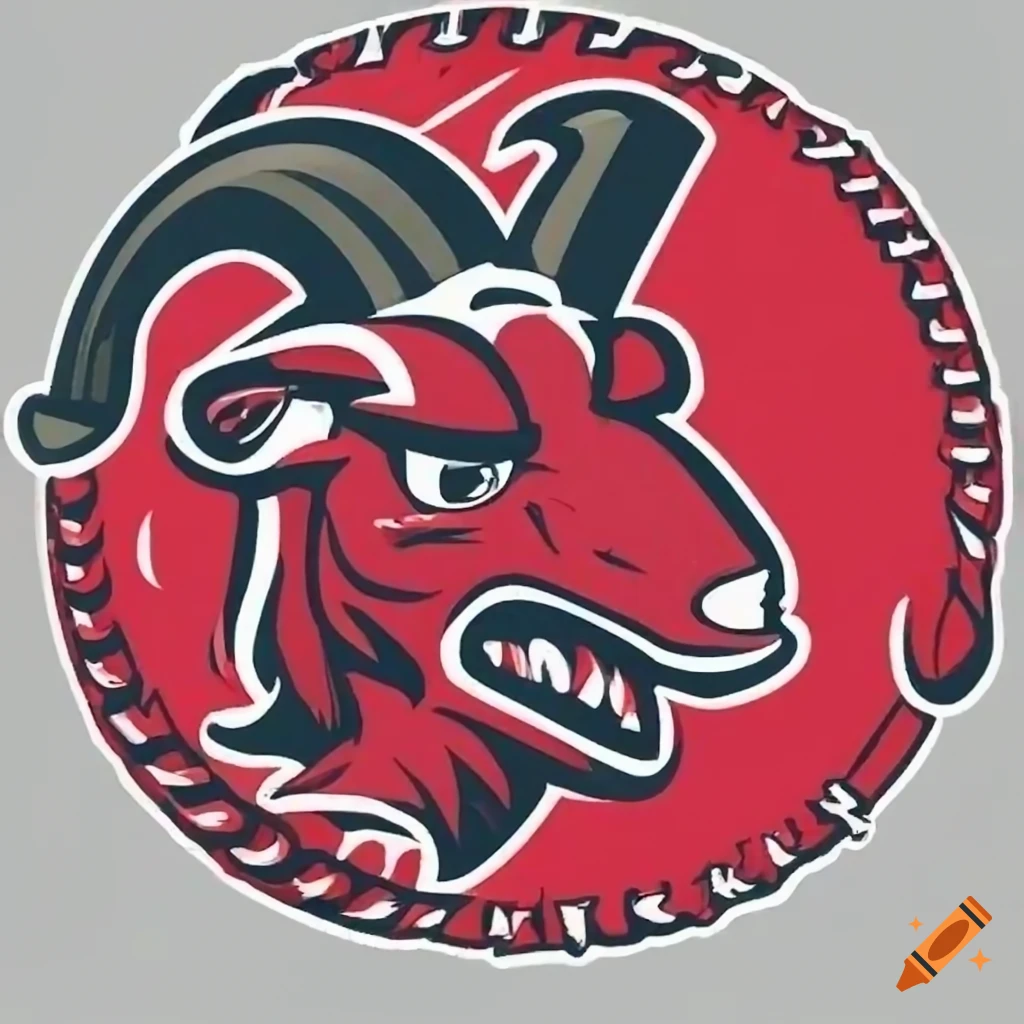 Angry red goat baseball logo on Craiyon