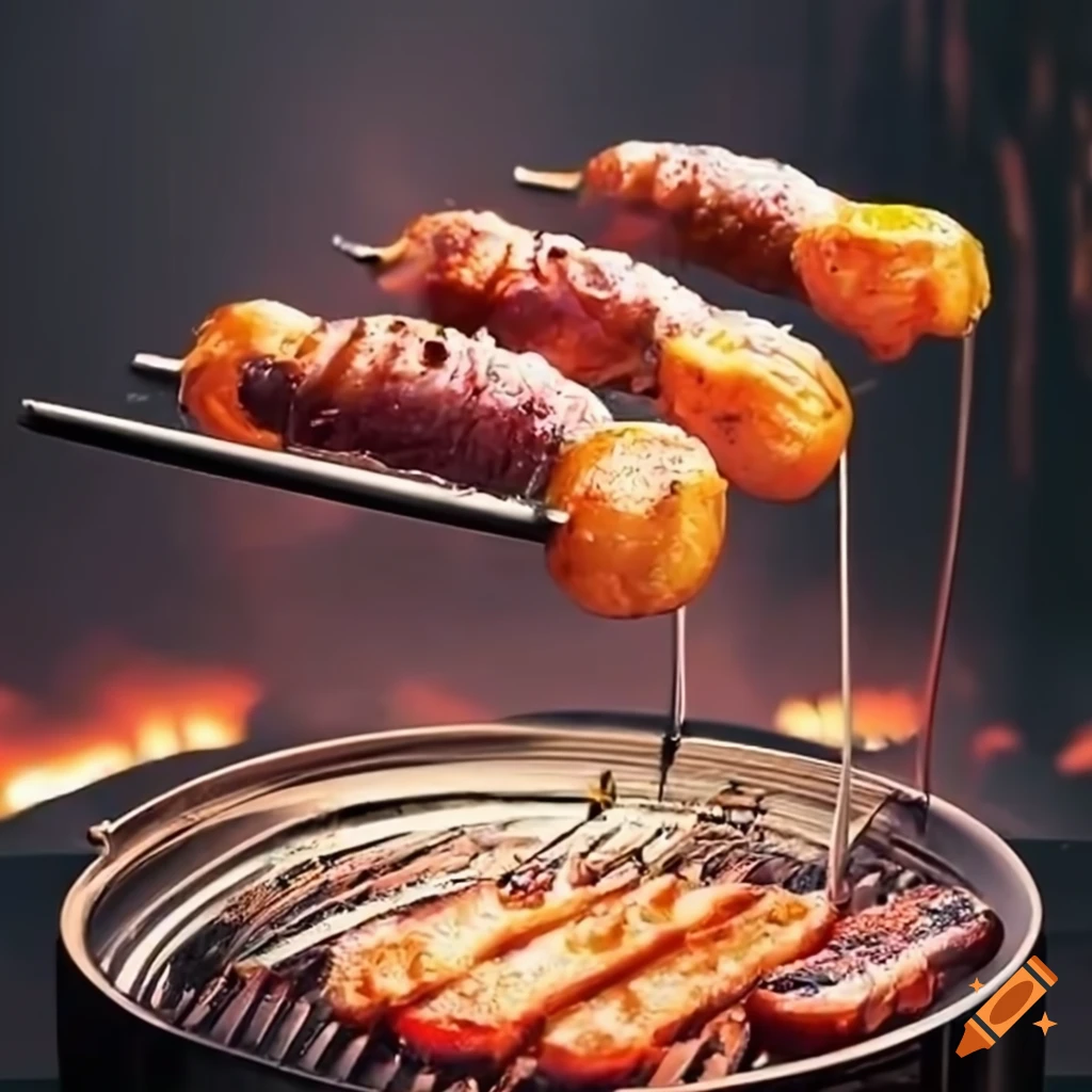 Bbq grill with food cooking on Craiyon