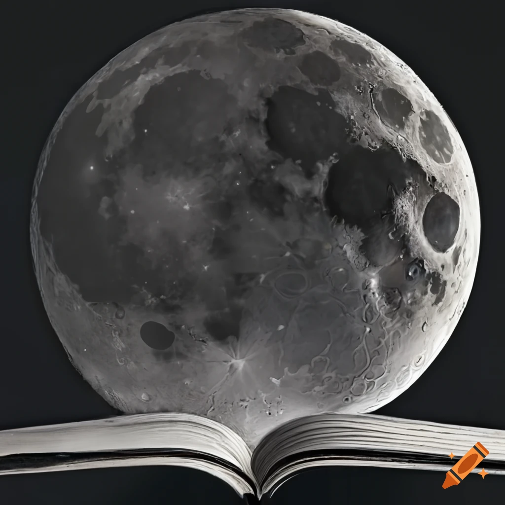 Moon reflection in a book on Craiyon