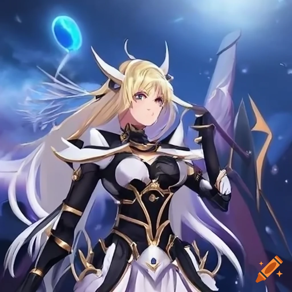 Anime characters in a mythical heavenly setting with lava clouds and ...