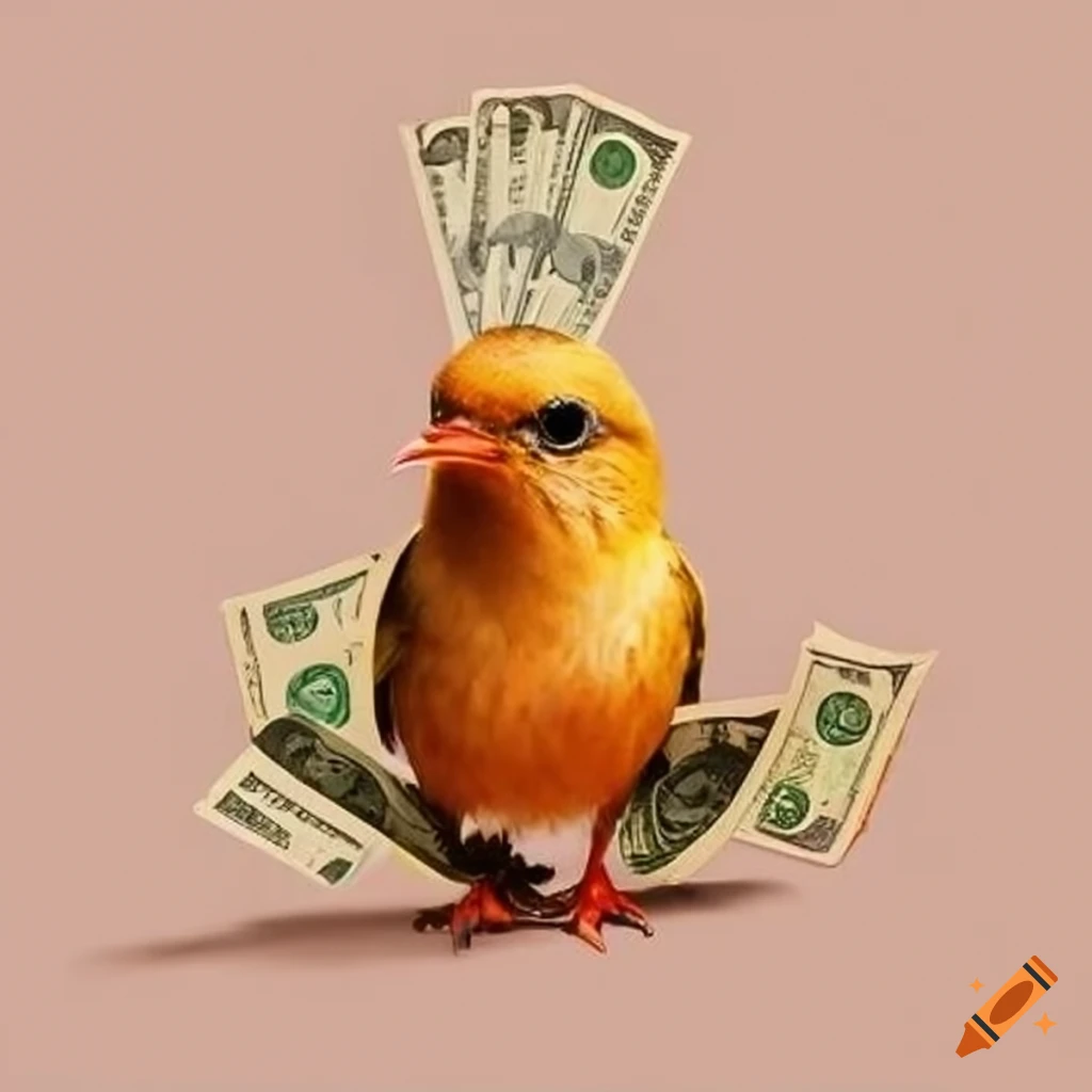 Bird with a lot of money on Craiyon