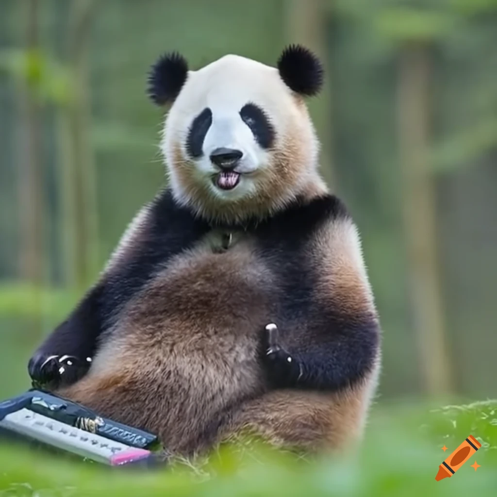 Panda with a calculator and numbers around its head on Craiyon