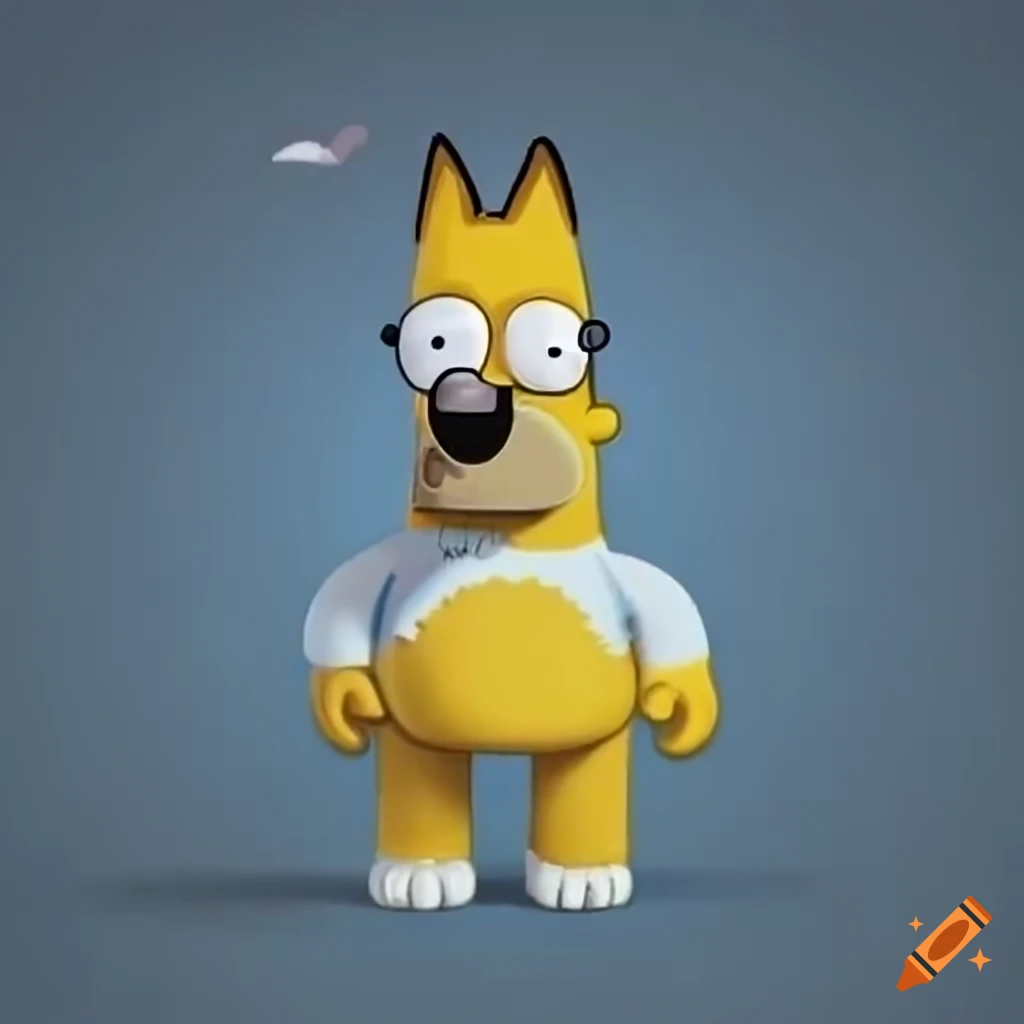 Homer simpson and bandit from bluey on Craiyon