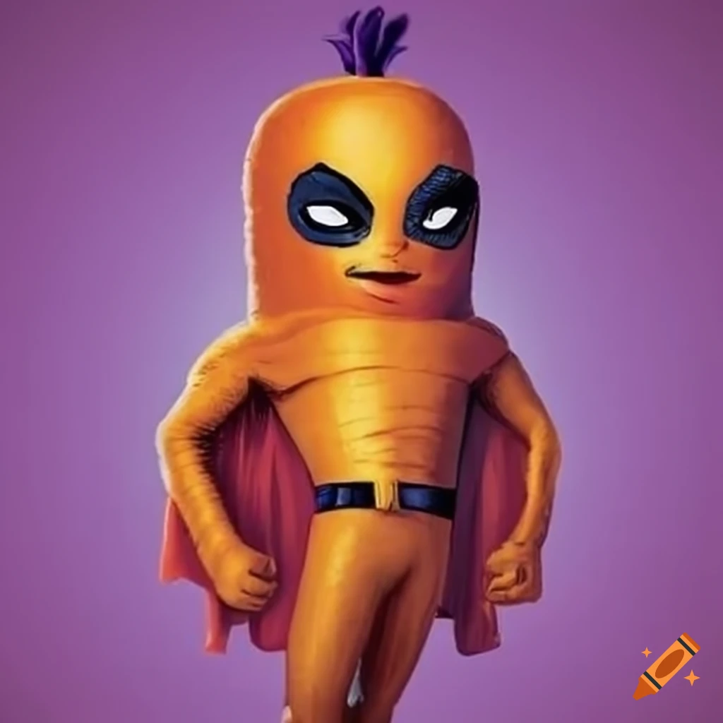 Image of Captain Carrot, a superhero carrot character on Craiyon