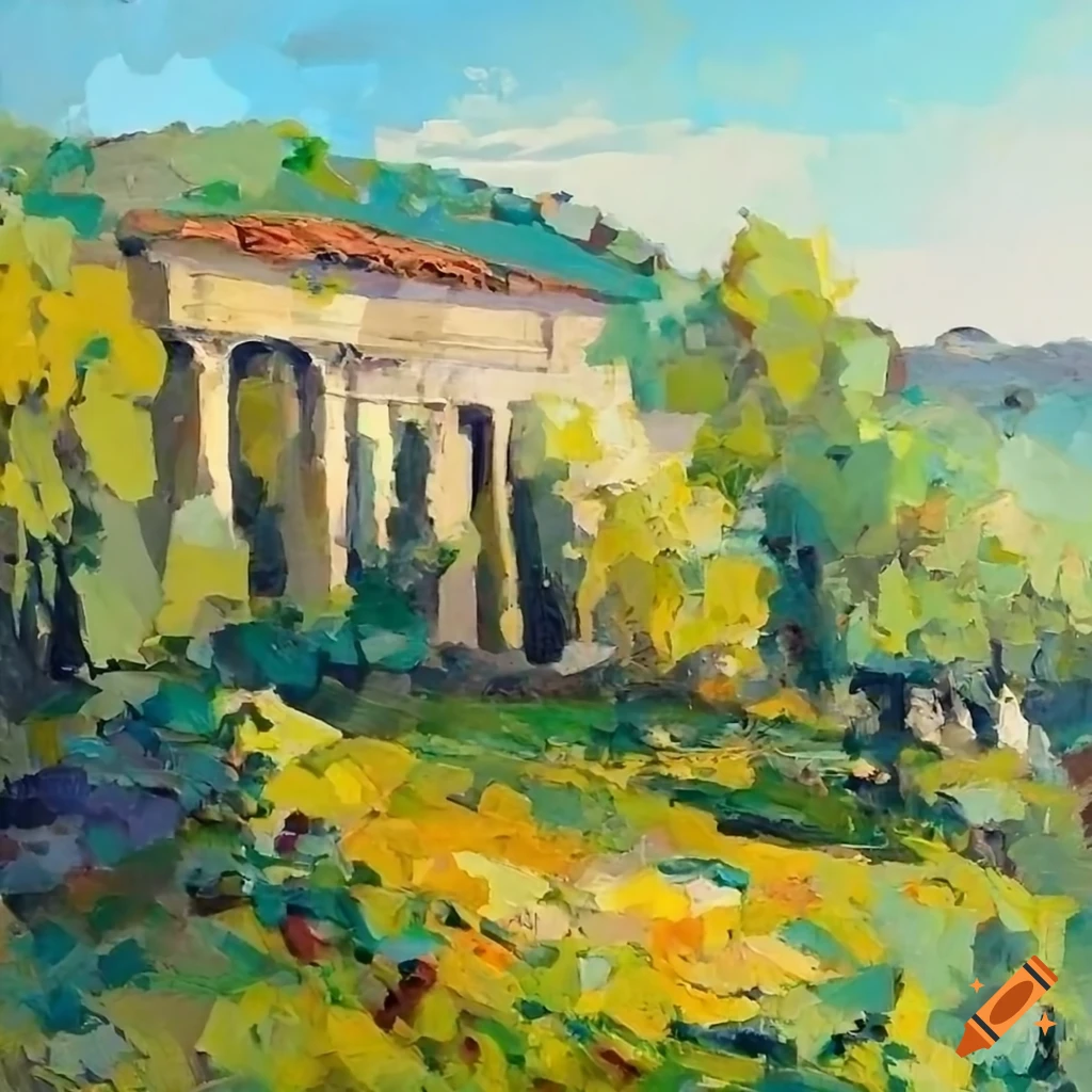 Overgrown Roman ruins in a natural, desaturated color palette on Craiyon