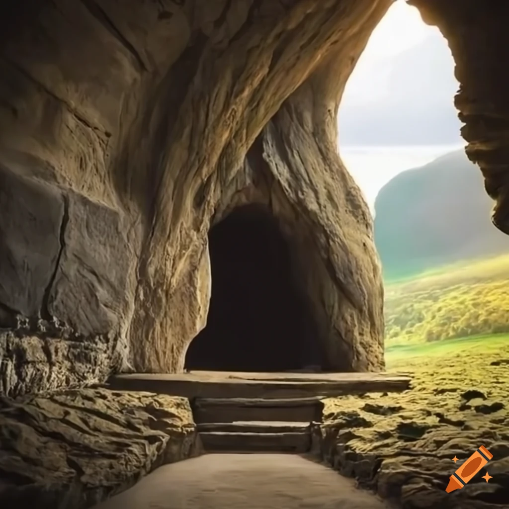 Stone entrance to a cave on Craiyon