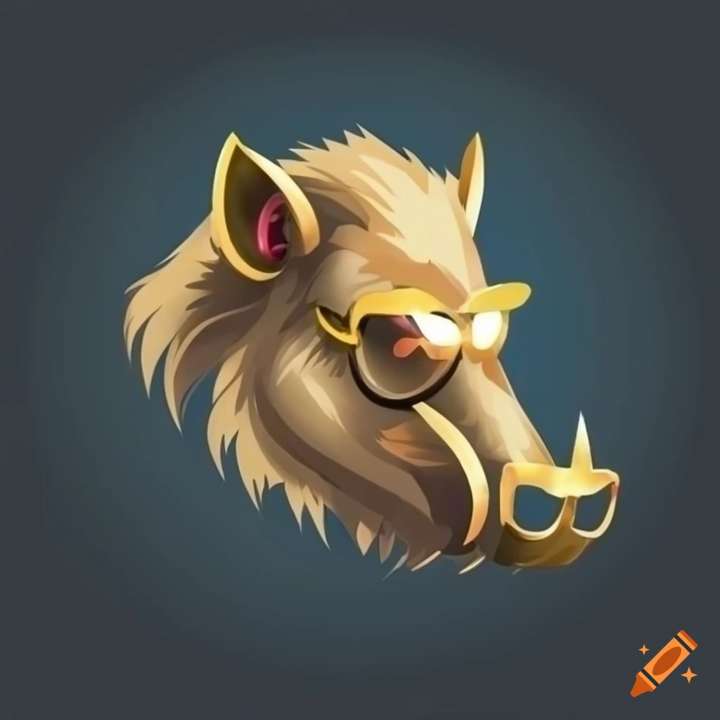 Boar wearing glasses in profile view on Craiyon