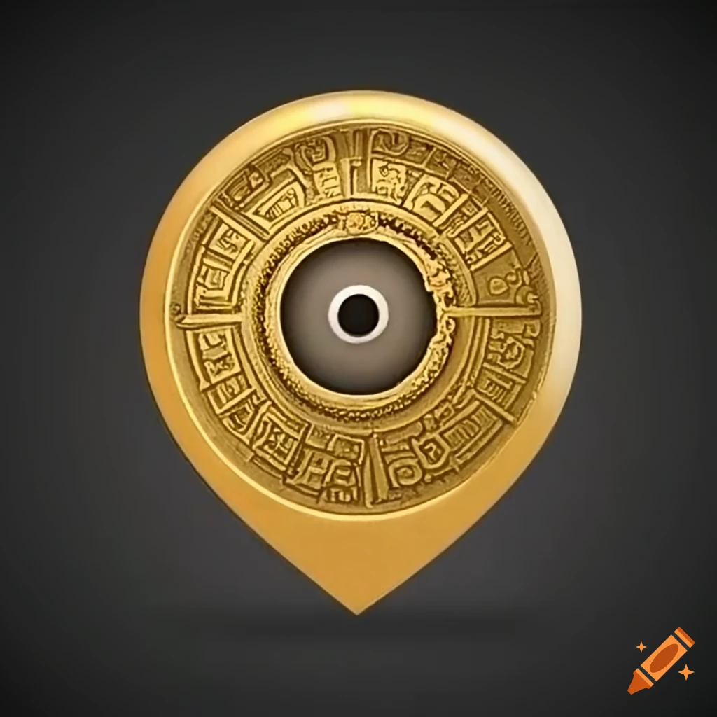 Map pin eye emoji aztec coin on Craiyon