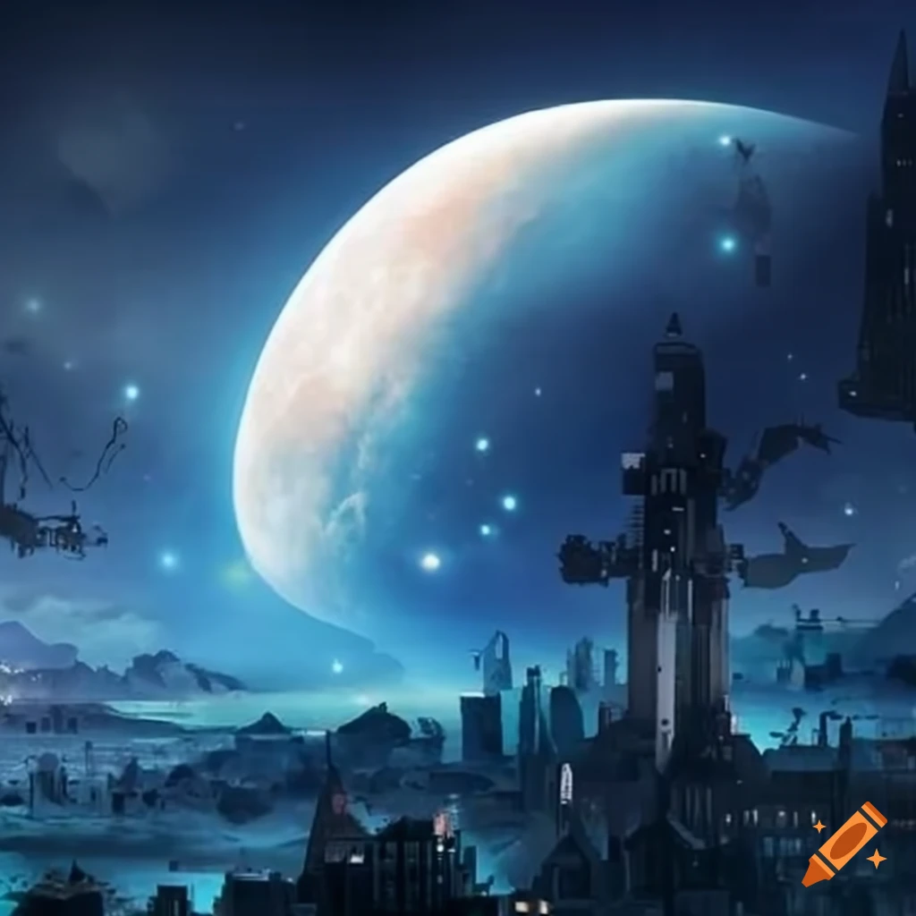 Moon cityscape on Craiyon